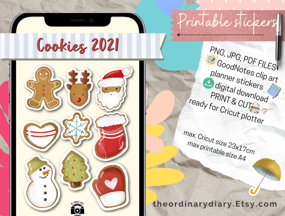 Christmas Cookies STICKERS Printable Stickers Goodnote - Etsy