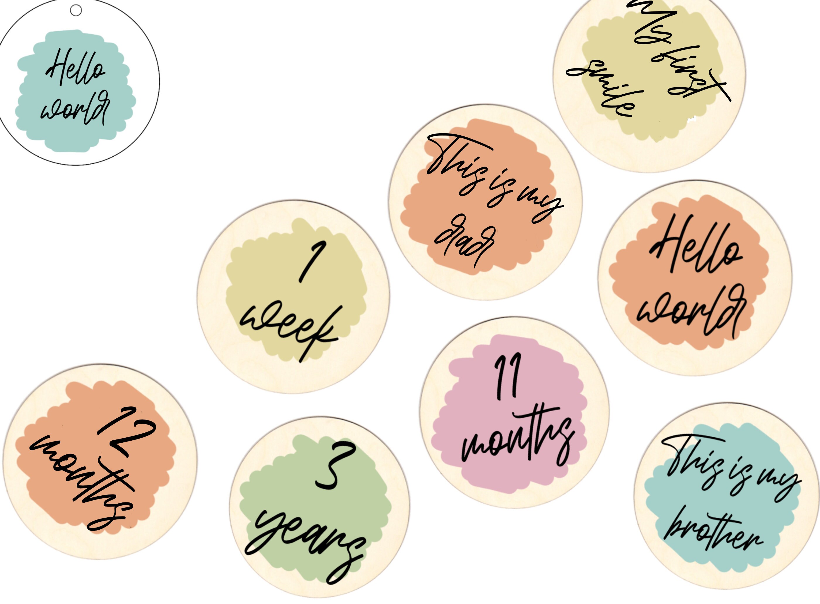 Hello World Milestone Cards, SVG & PNG Cutable, Printable Files, Ready ...