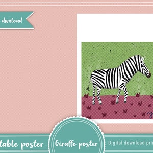 Zebra Printable POSTER, Original Design, Children Room, Poster Art ...