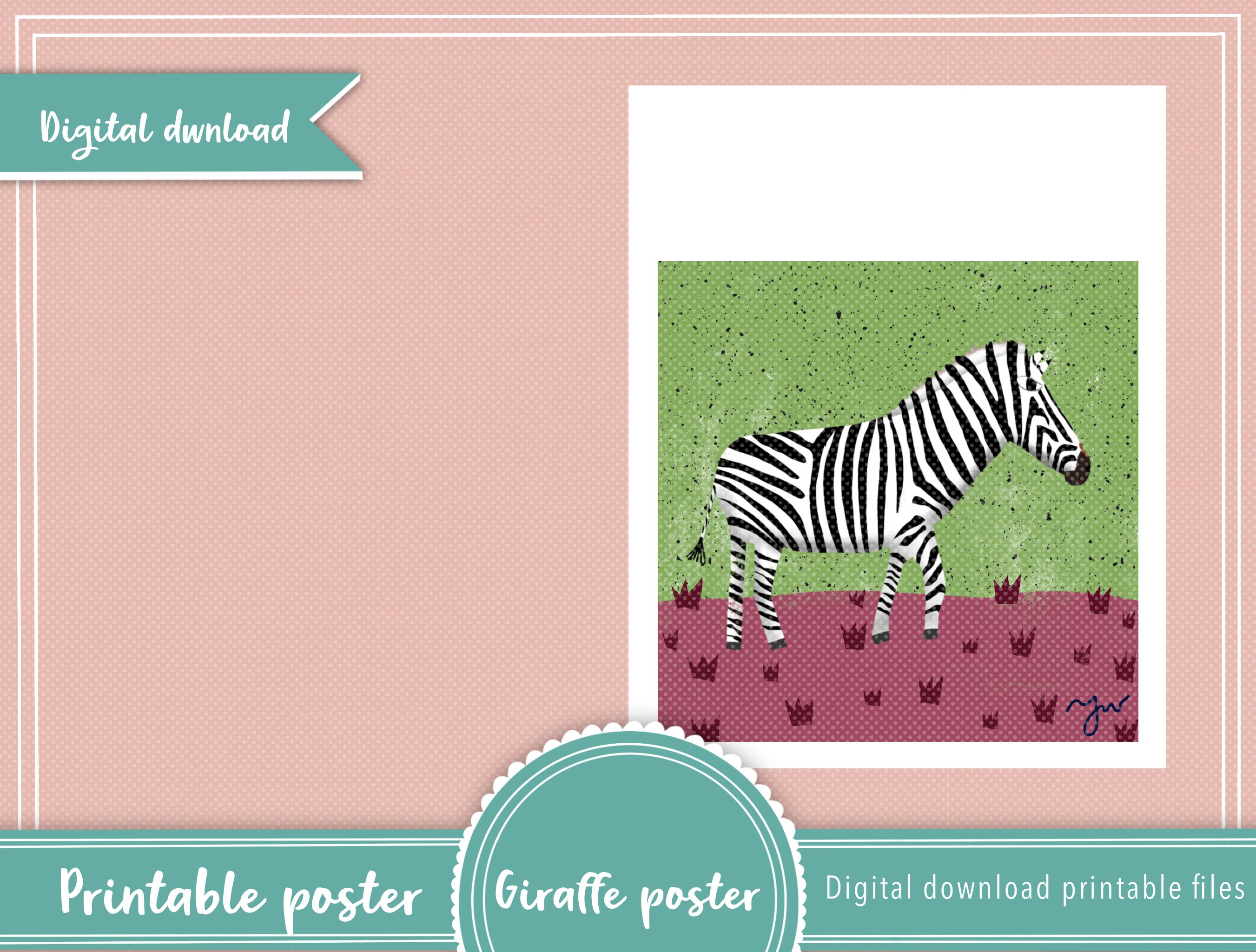 Zebra Printable POSTER, Original Design, Children Room, Poster Art ...