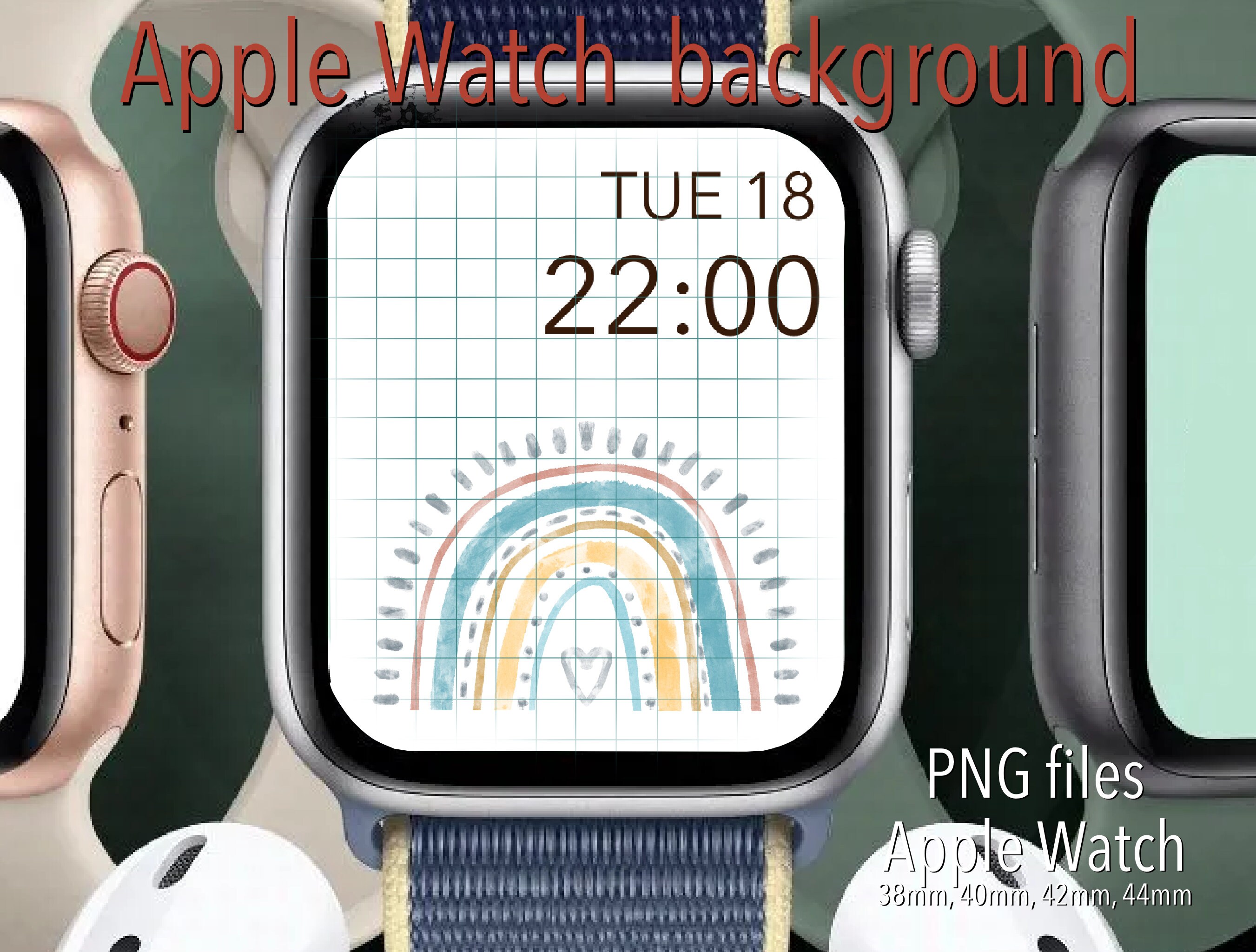 Apple Watch Wallpaper Watch Background Watercolor Rainbow - Etsy