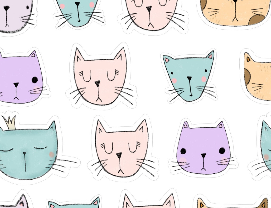 Cats PRINTABLE STICKERS Drawing Cats Stickers Printable - Etsy UK