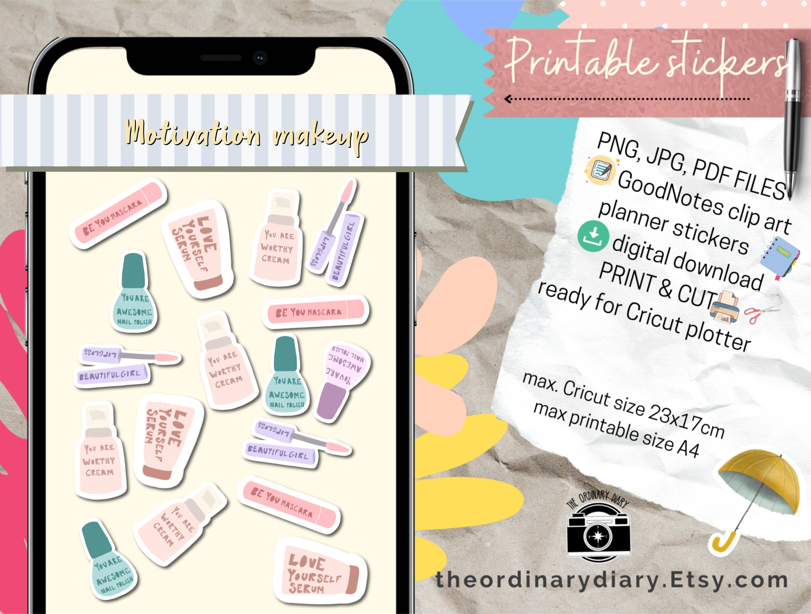 Motivation Makeup Stickers PRINTABLE STICKERS Makeup Planner - Etsy
