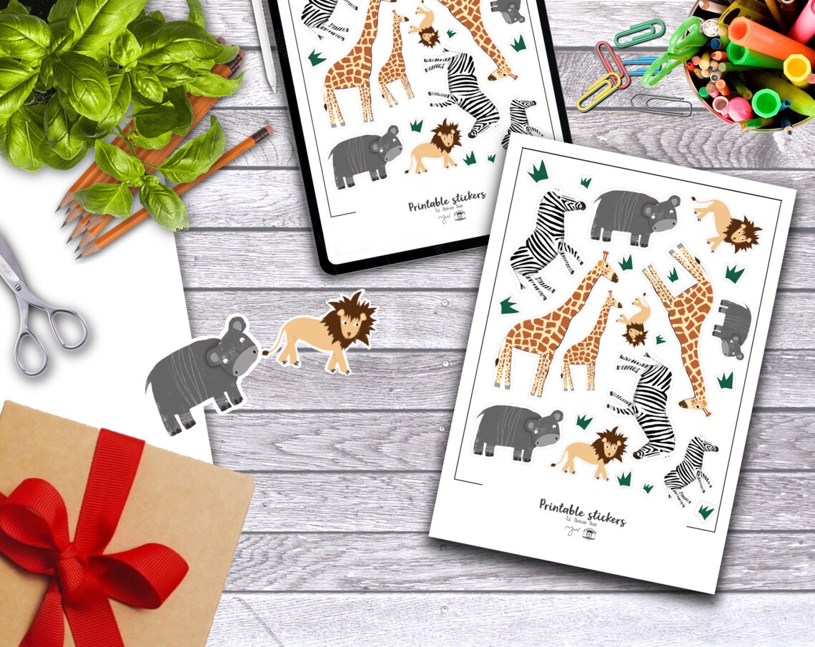 Africa Printable Stickers Sticker Sheet Animals Lion | Etsy