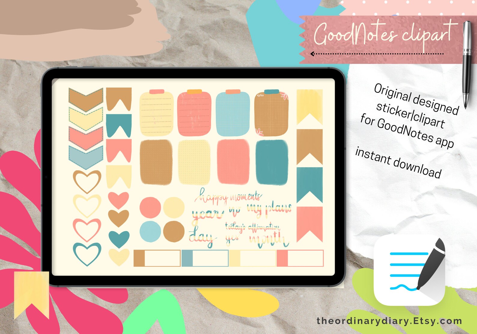Goodnotes Stickers 002 Goodnotes Clipart Stickers Aesthetic - Etsy