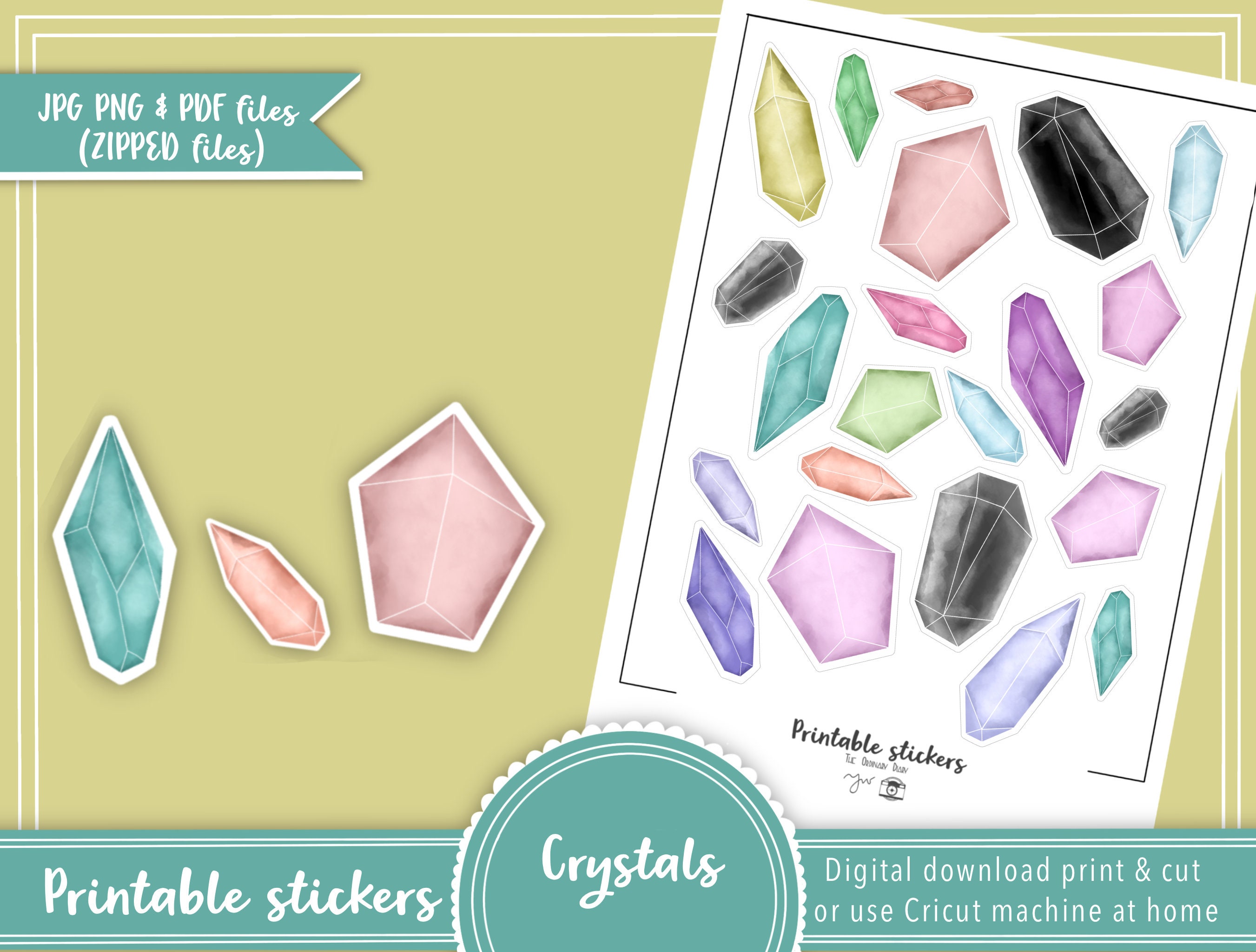 Crystals PRINTABLE Stickers Printable Bundle Sticker Sheet - Etsy