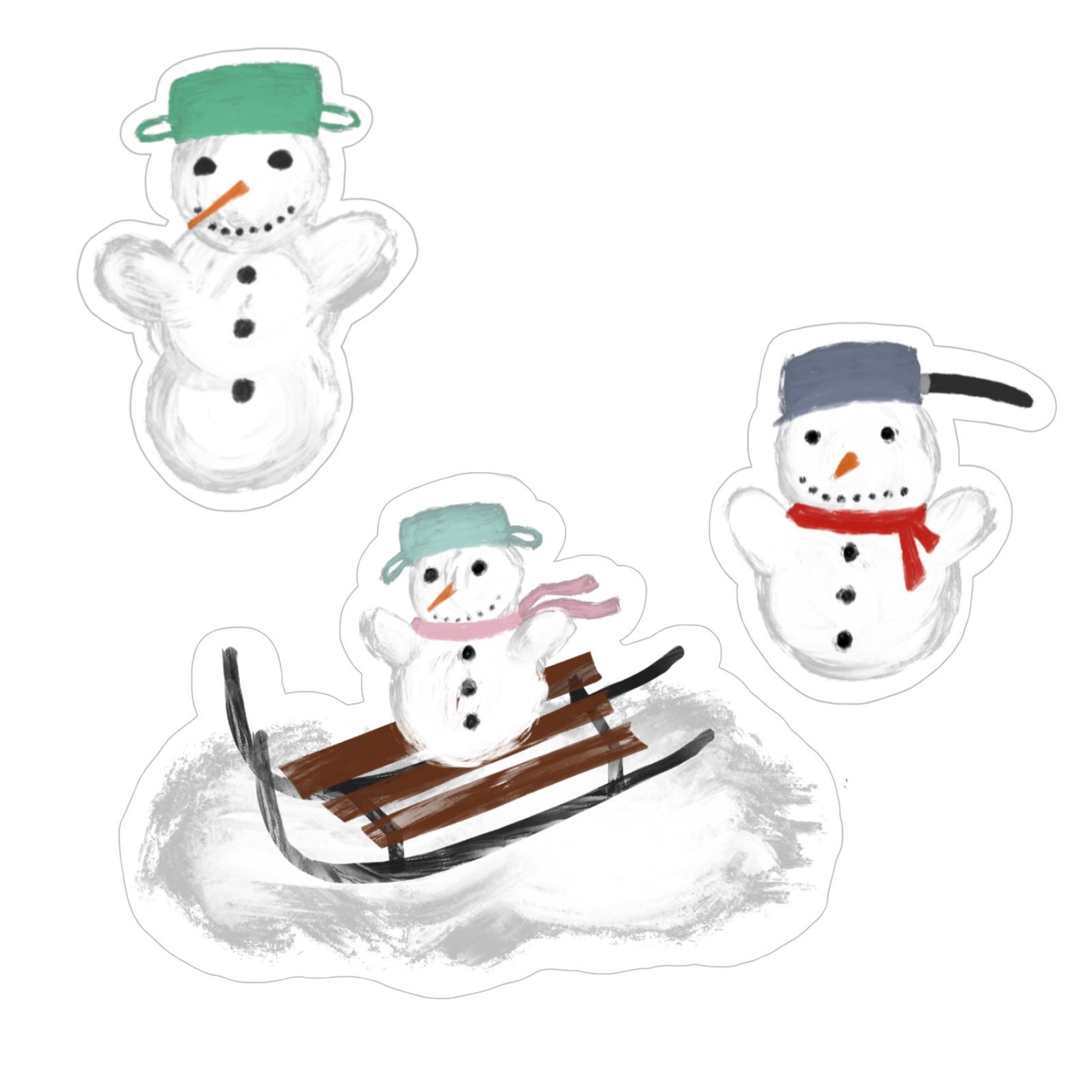 Snowman Printable Stickers Sticker Sheet Hand Cut Cricut - Etsy