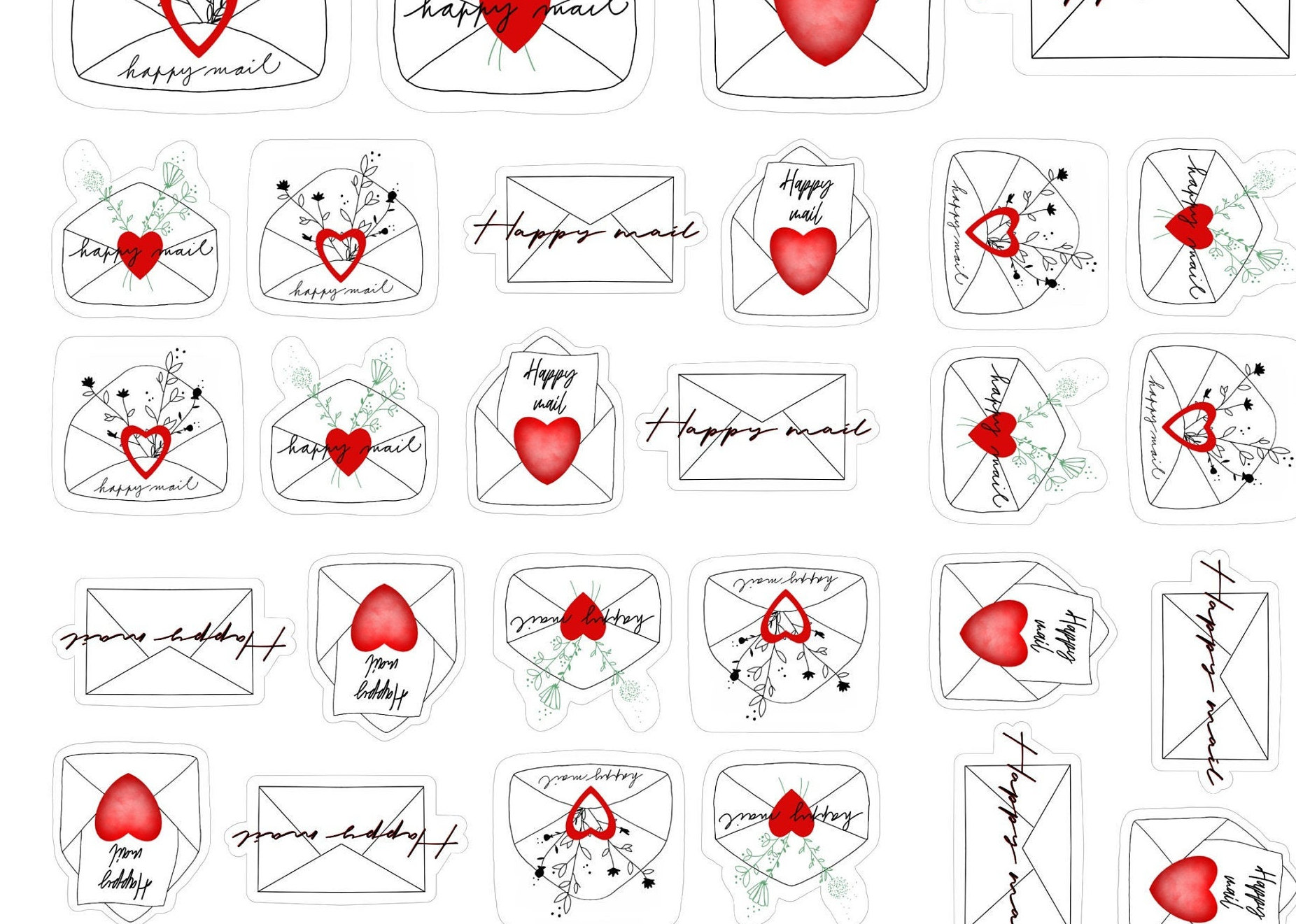 Happy Mail Set Printable Stickers Bundle Stickers Small | Etsy