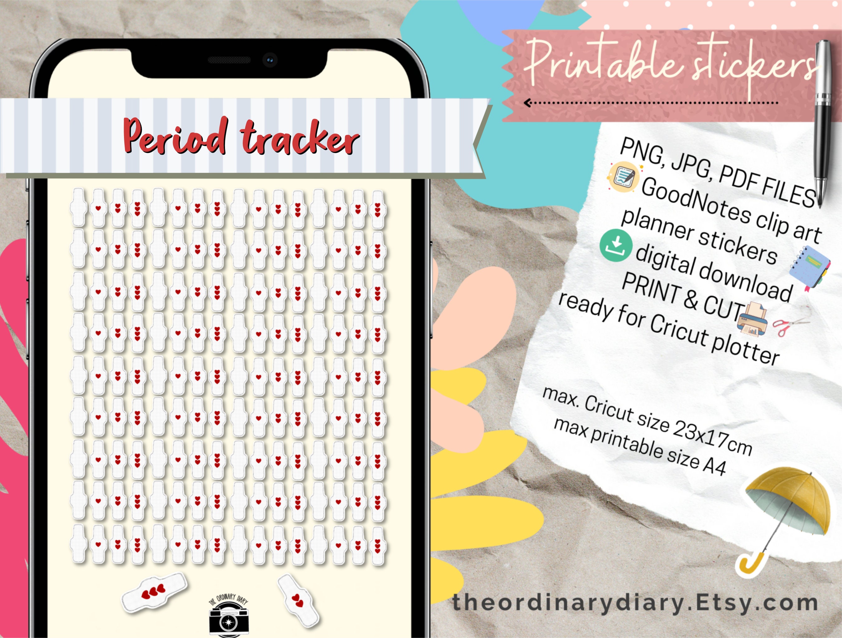 Period Tracker PRINTABLES Stickers Printable Bundle Planners | Etsy