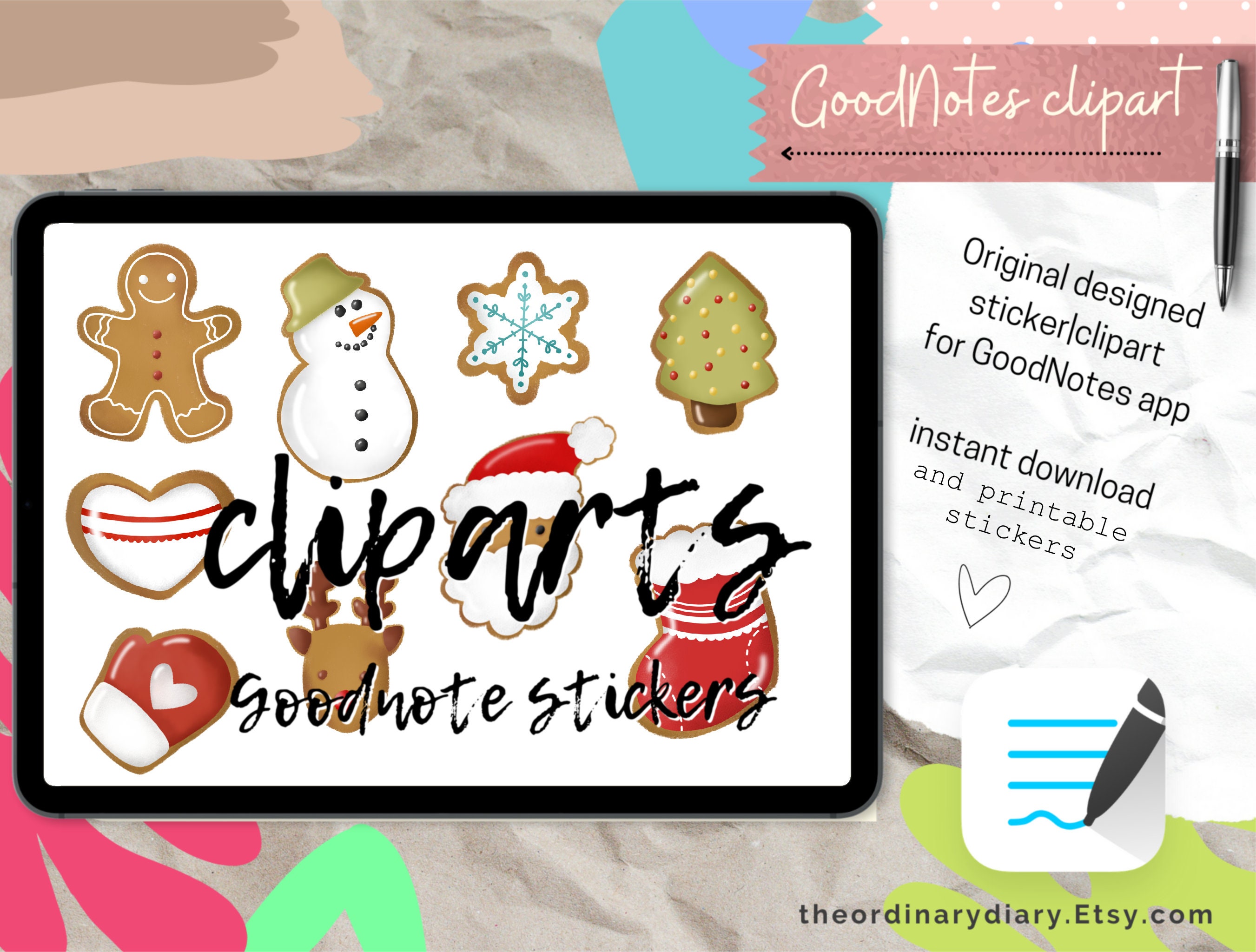 Christmas Cookies STICKERS Printable Stickers Goodnote - Etsy
