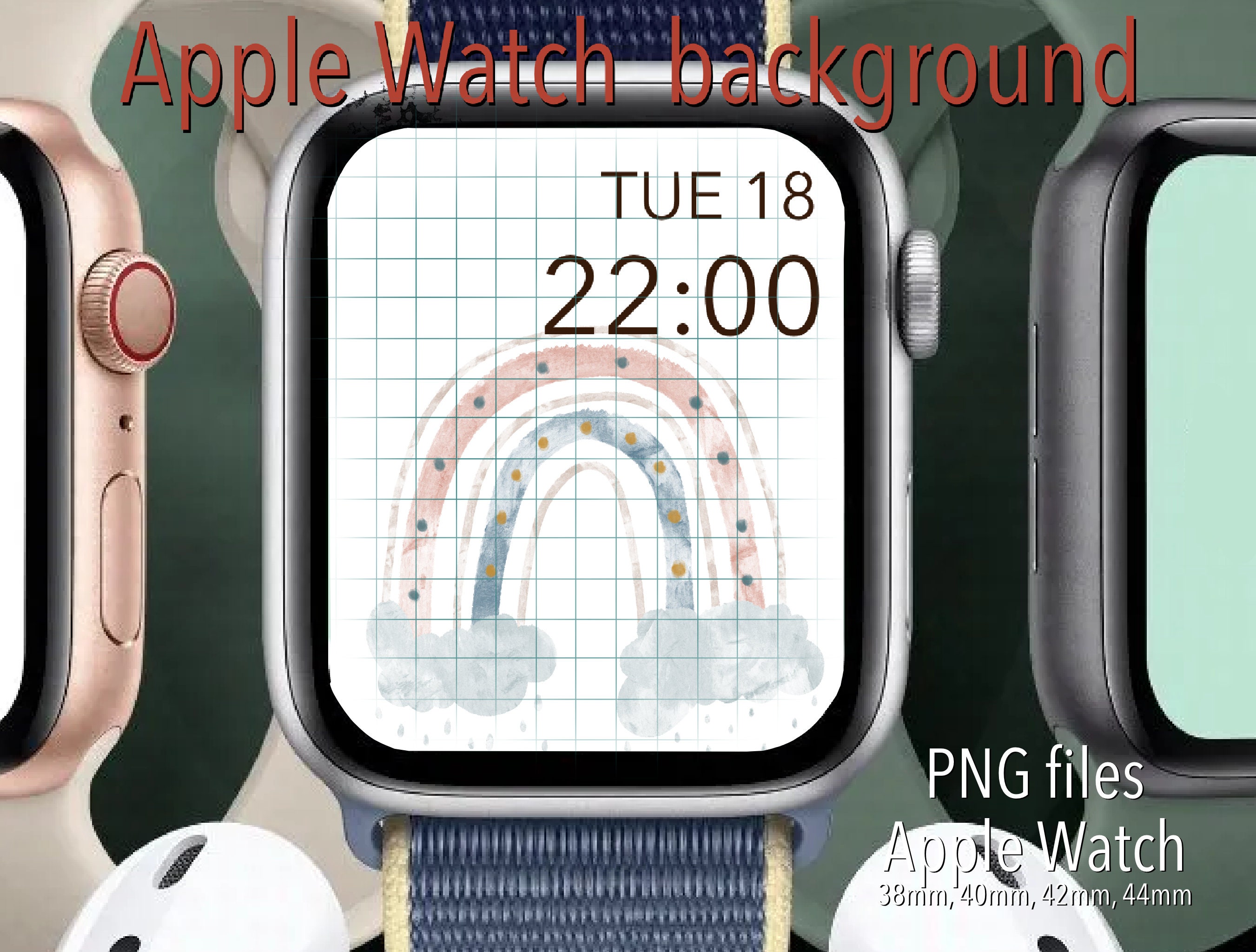 Apple Watch Wallpaper Watch Background Watercolor Rainbow | Etsy