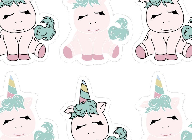 Unicorns PRINTABLE Stickers Printable Bundle Planners - Etsy