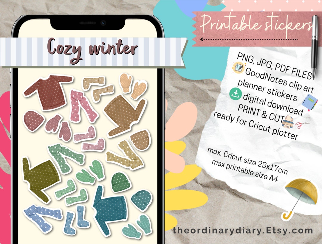 Cozy Winter Printable Stickers, Stickers Aesthetic, Stickers for Laptop ...