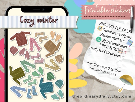 Cozy Winter Printable Stickers Stickers Aesthetic Stickers - Etsy