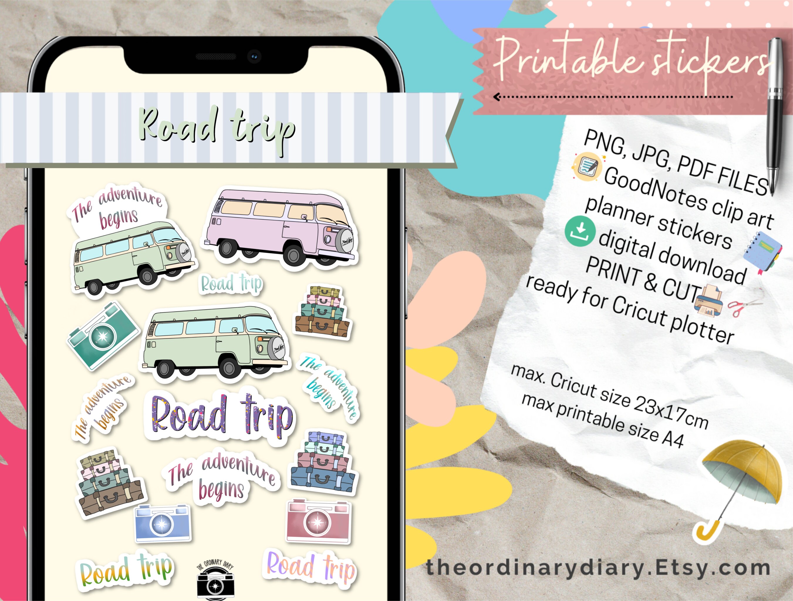 Road Trip PRINTABLE BUNDLE, Printable Stickers, Planners Stickers ...