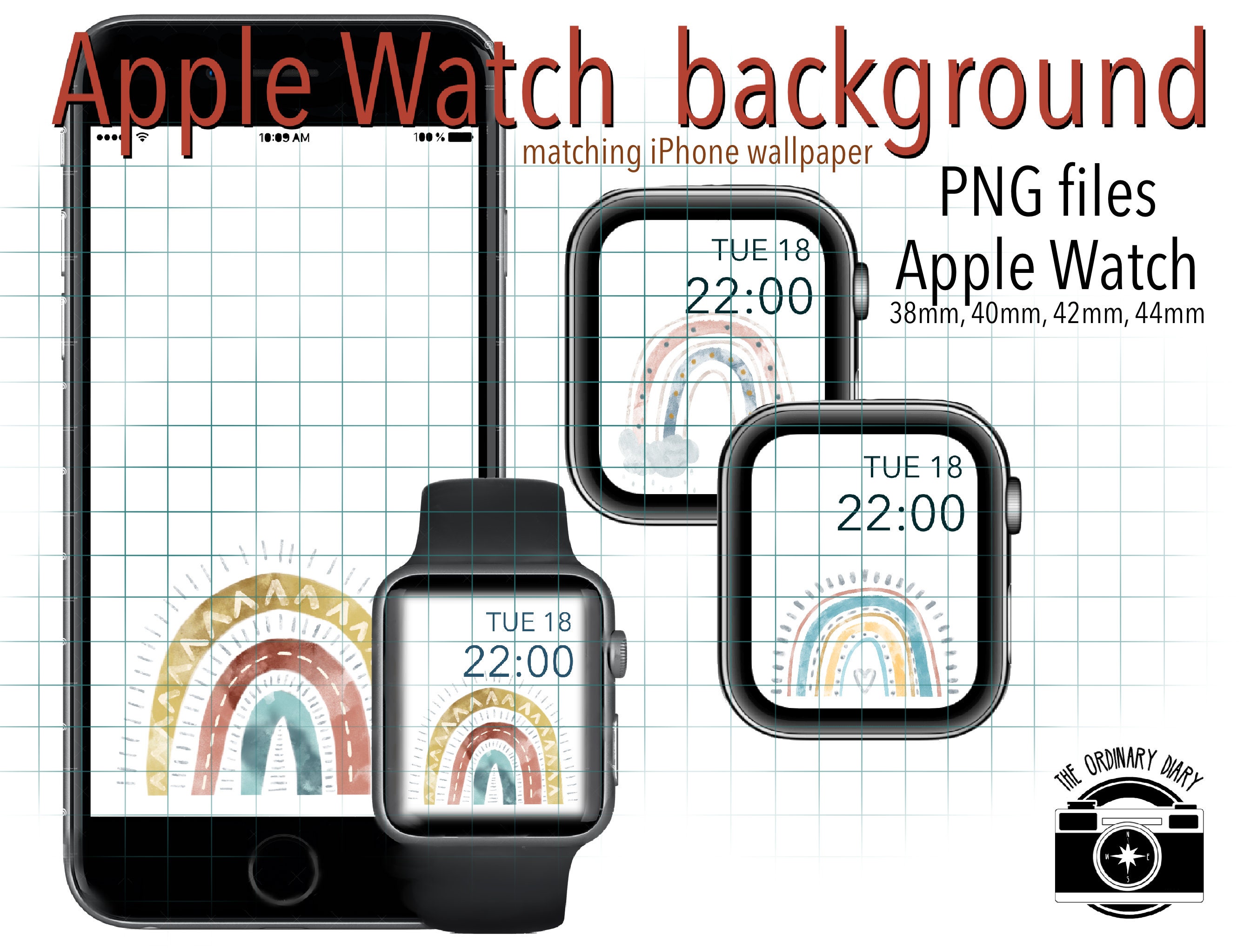 Apple Watch Wallpaper Watch Background Watercolor Rainbow | Etsy