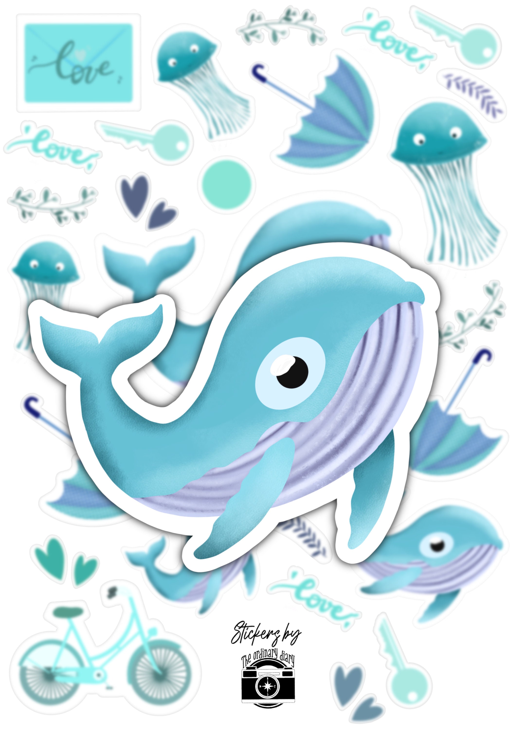 Blue PRINTABLE STICKERS, stickers amante, teenage girl gift, scrapbook ...