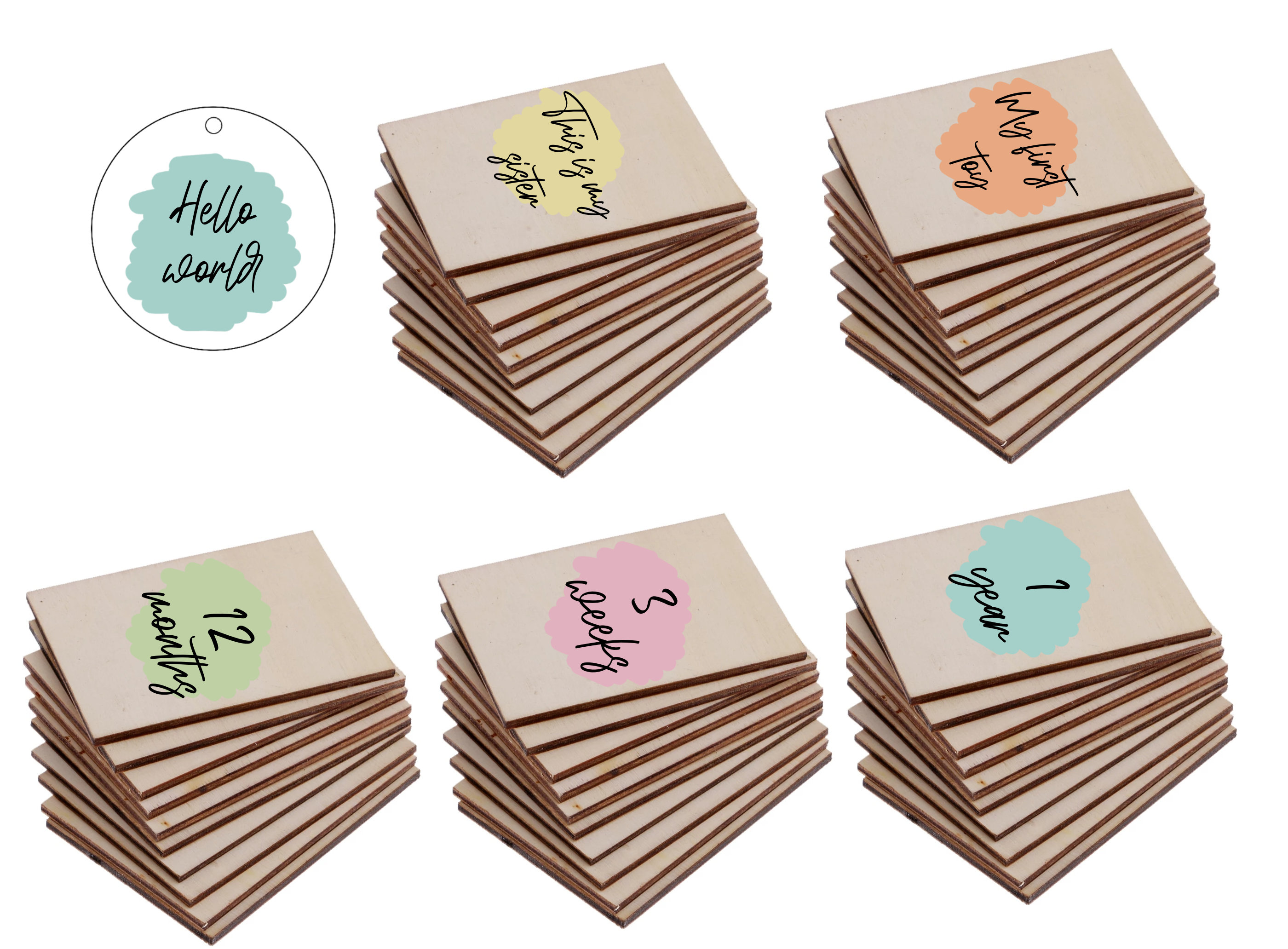 Hello World Milestone Cards, SVG & PNG Cutable, Printable Files, Ready ...