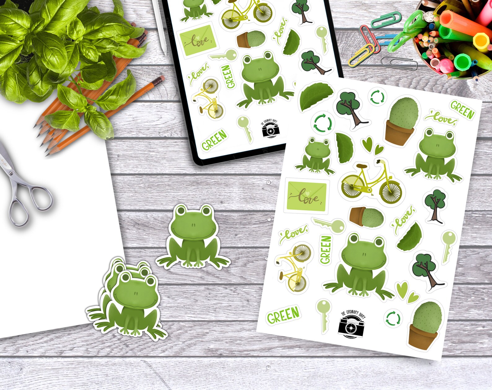 Green PRINTABLE STICKERS, Stickers Lover, Teenage Girl Gift, Scrapbook ...