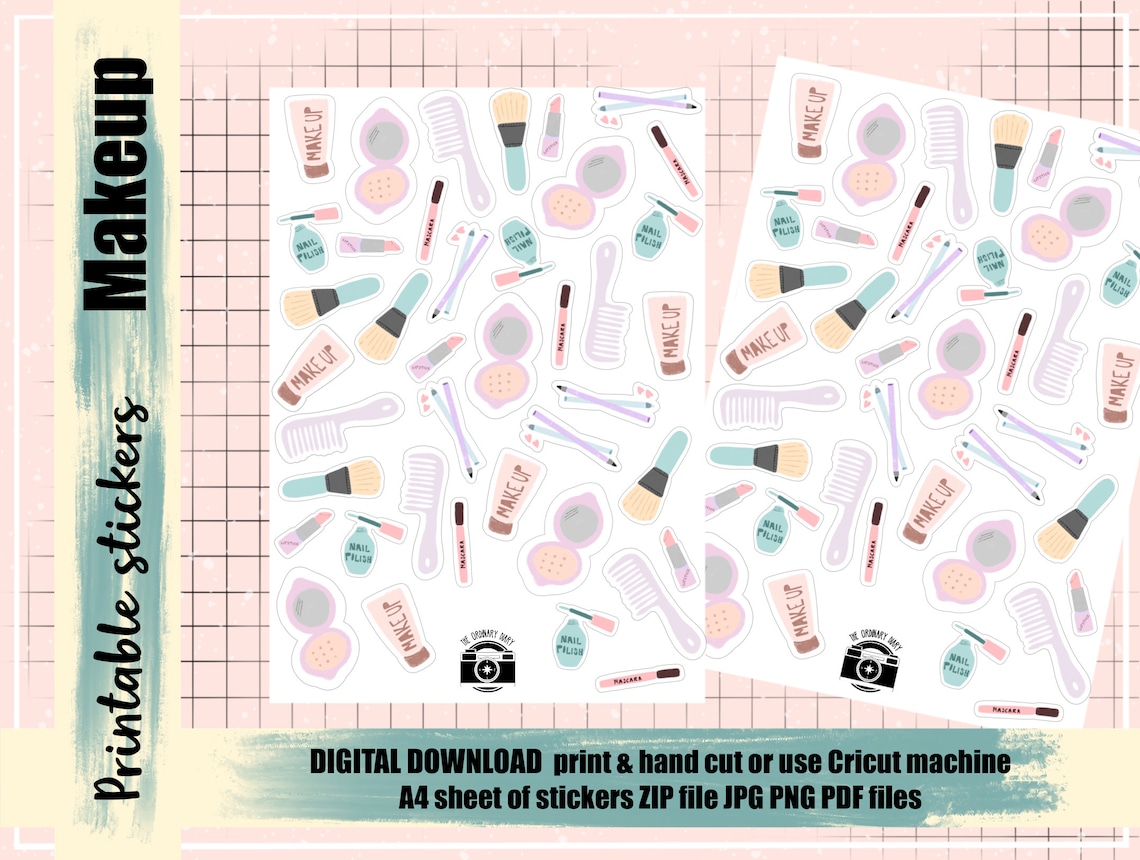 Makeup PRINTABLE STICKERS Drawing Makeup Stickers Planner - Etsy
