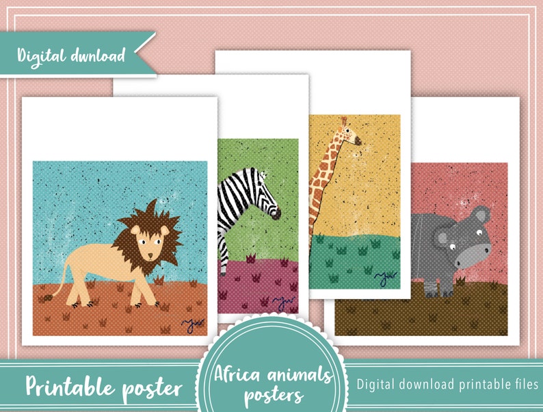 Africa Animals Printable POSTER Original Design Poster Art - Etsy