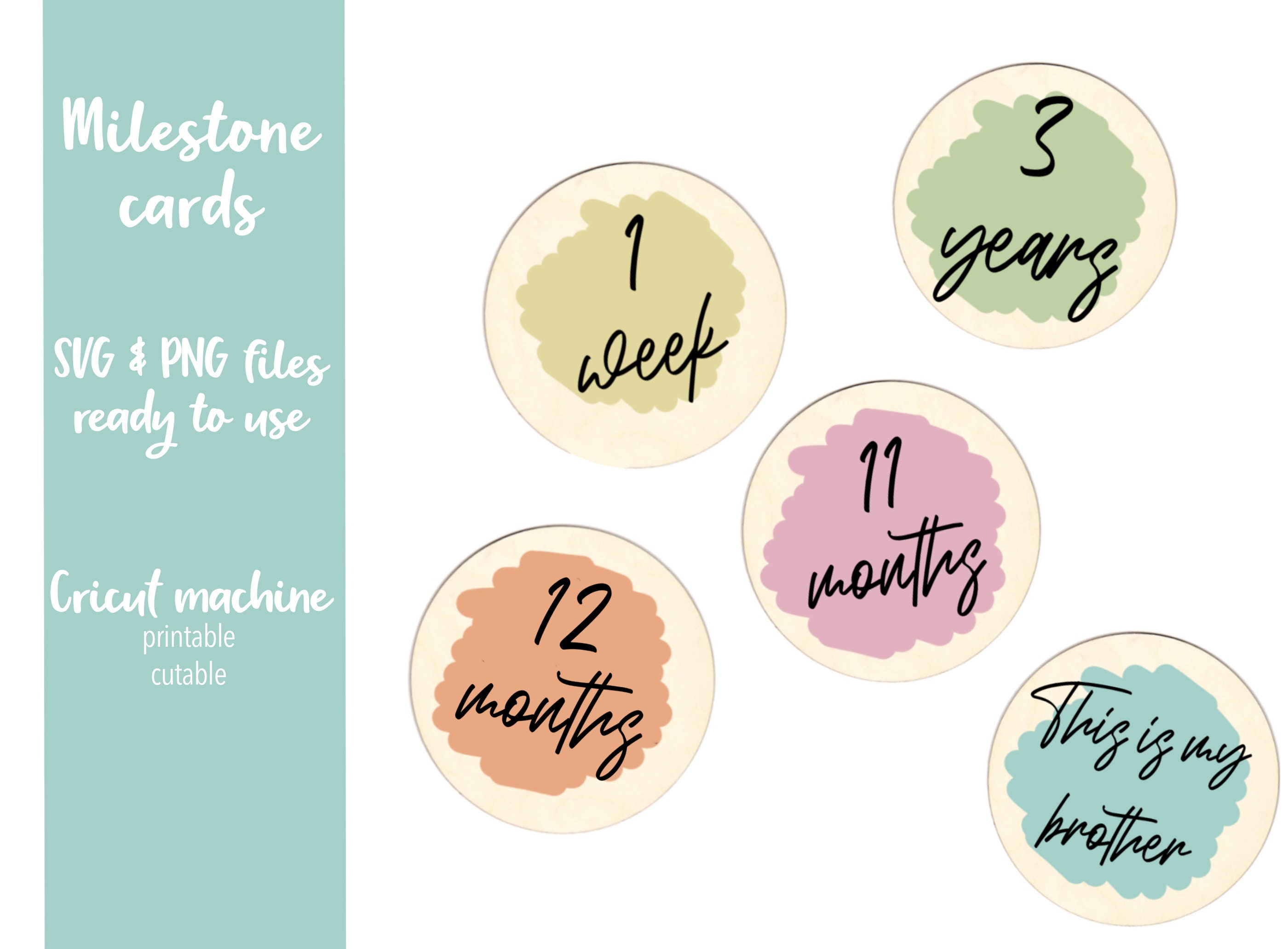 Hello World Milestone Cards, SVG & PNG Cutable, Printable Files, Ready ...