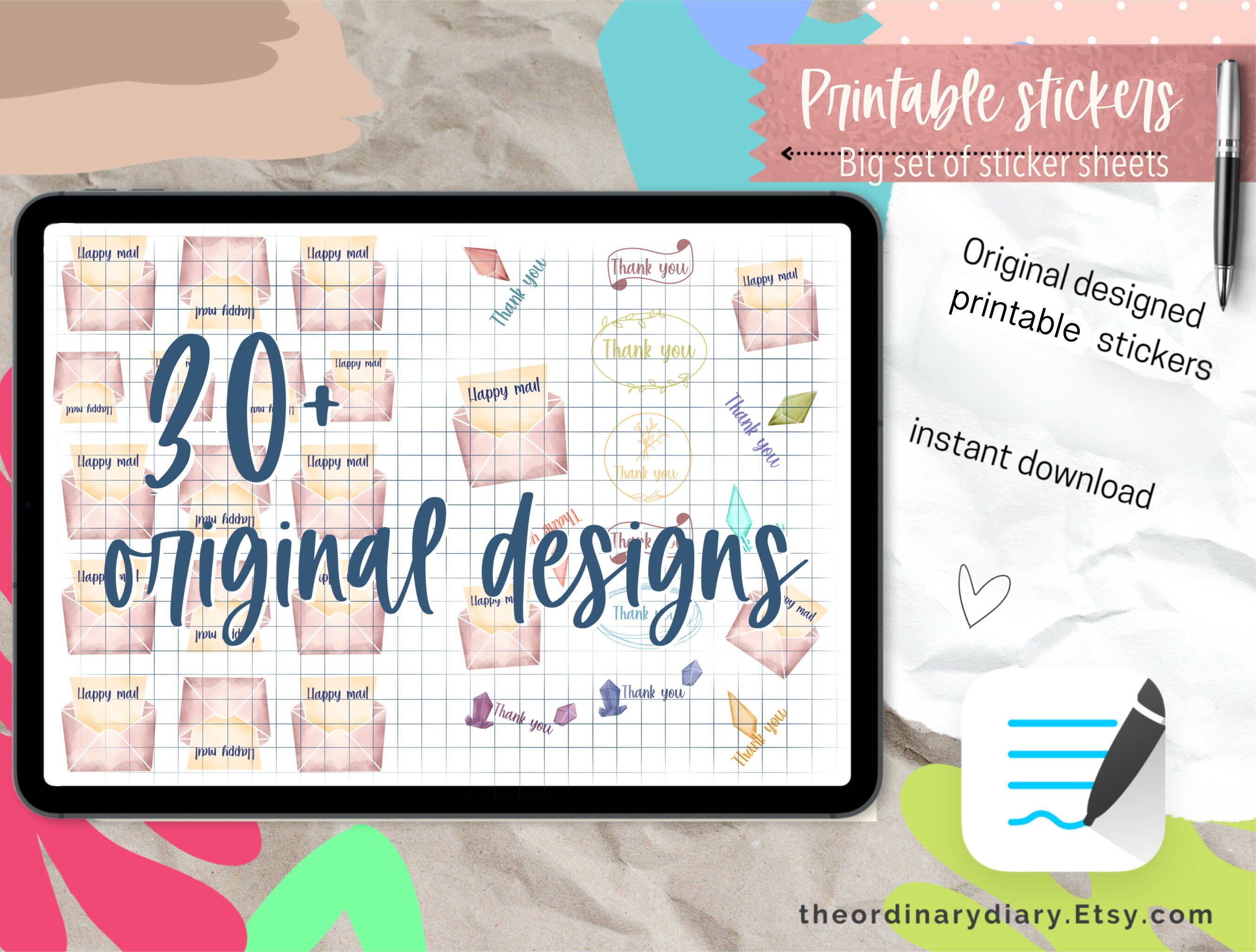 Happy Mail STICKERS Bundle, Printable Stickers, Goodnote Stickers ...
