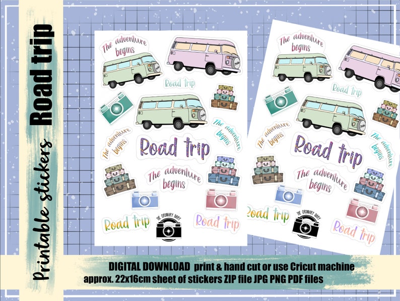 Road Trip PRINTABLE BUNDLE, Printable Stickers, Planners Stickers ...