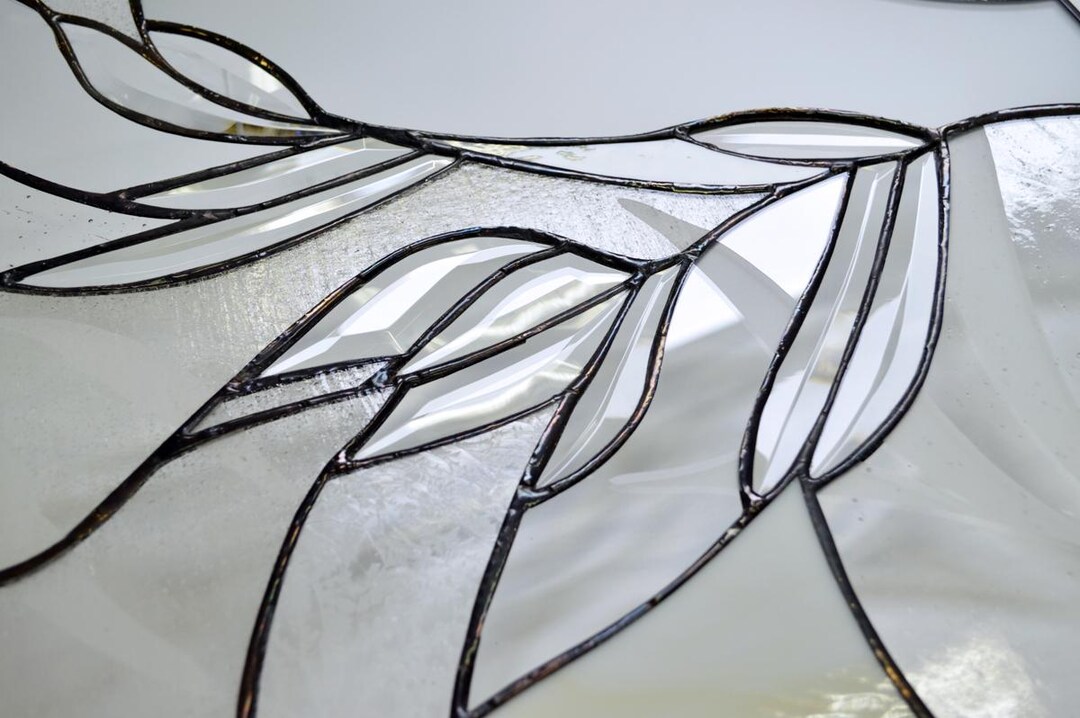 Modern Almost Colourless Stained Glass Window Panel With Shiny Glass ...