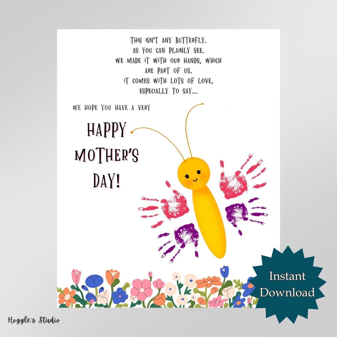 Mother's Day Butterfly Footprint Craft, Printable Footprint Art ...