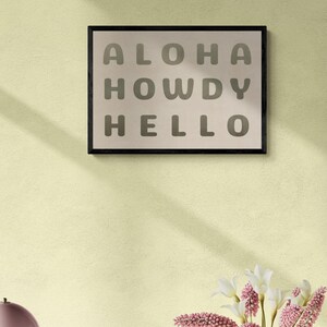 Retro Aloha Howdy Hello Typography Wall Art, Minimalist Greeting Print ...