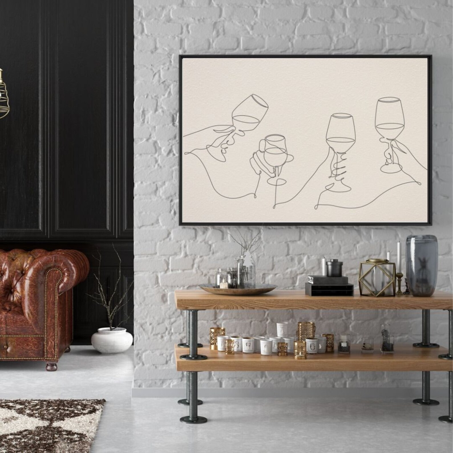Line Art Bar Print Line Drawing Artwork Minimalist Home Office Décor ...