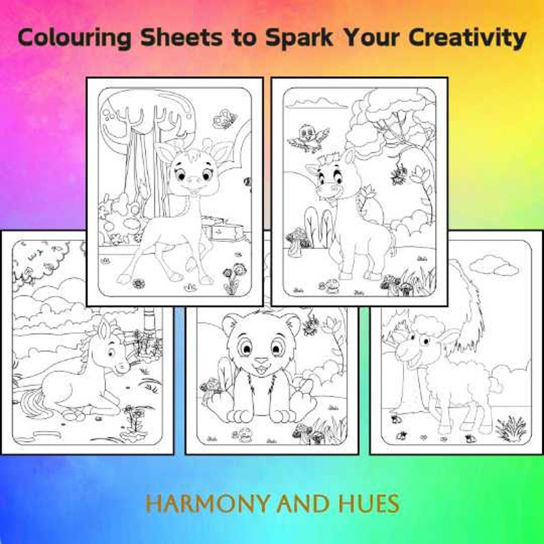 Jungle Animal Colouring Printable Pages Nursery Kid Activity Preschool ...