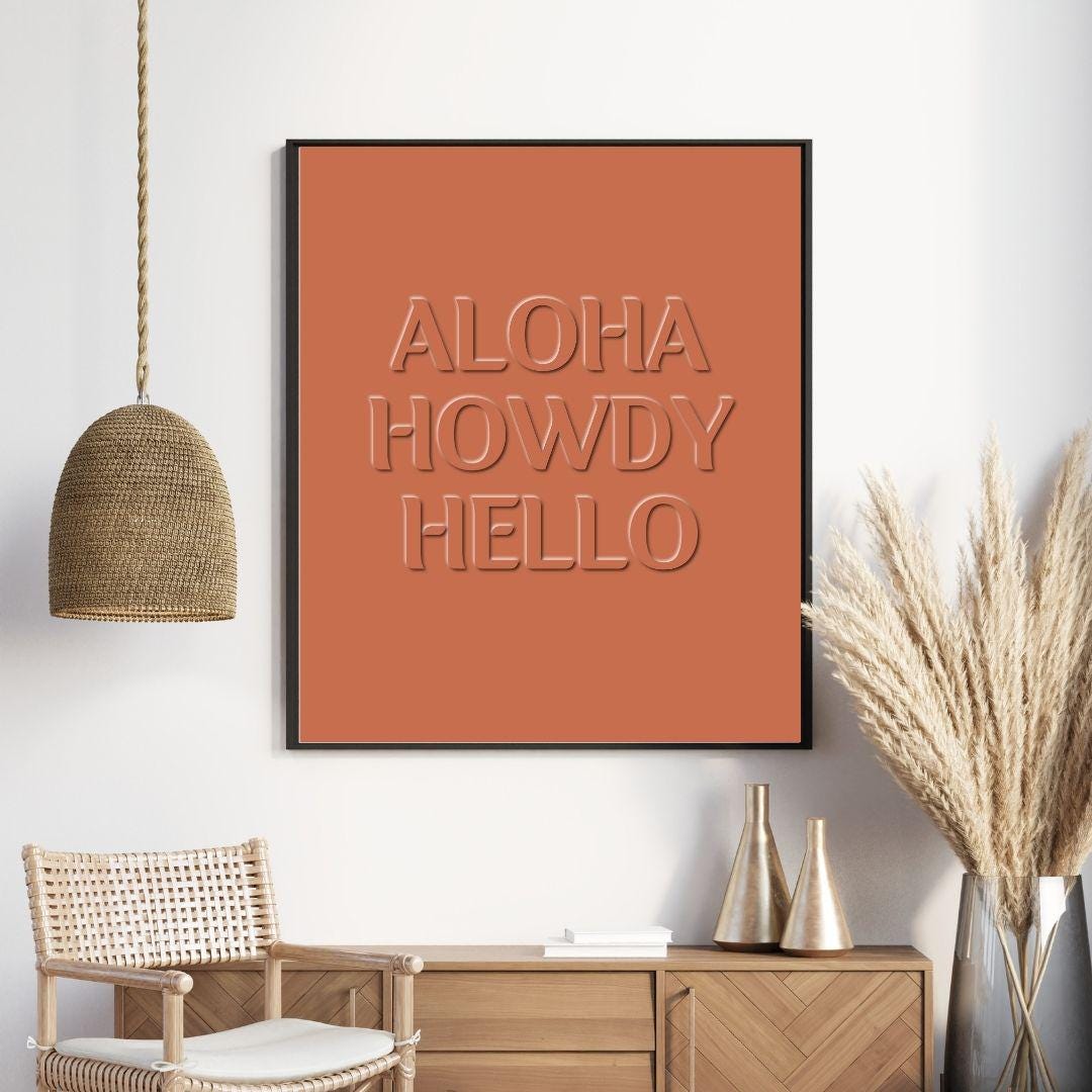 Entryway Welcome Wall Art, Typography Aloha Howdy Hello Home Decor ...