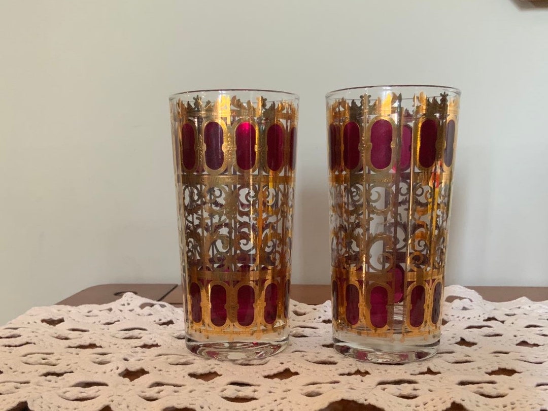 Culver Midas, Mid Century Drinking Glasses, Set of 2 , Gold, Barware ...