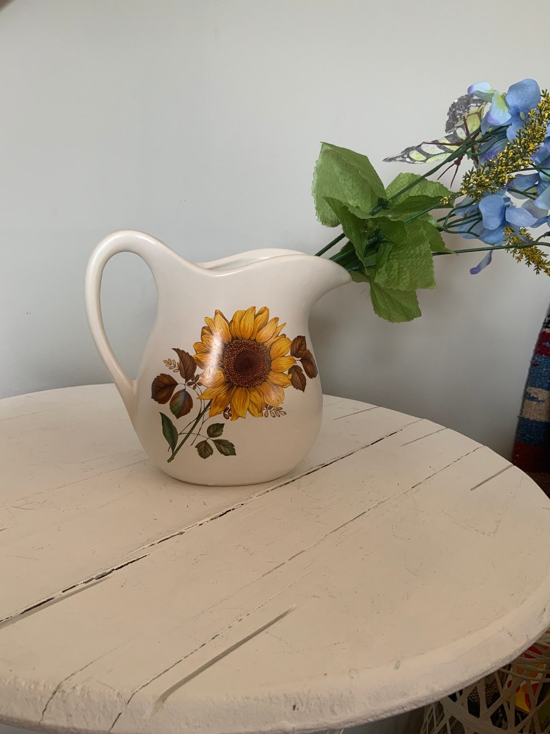 Mccoy Pottery, Sunflower Pitcher, Vase, Yellow, Vintage, Gift - Etsy