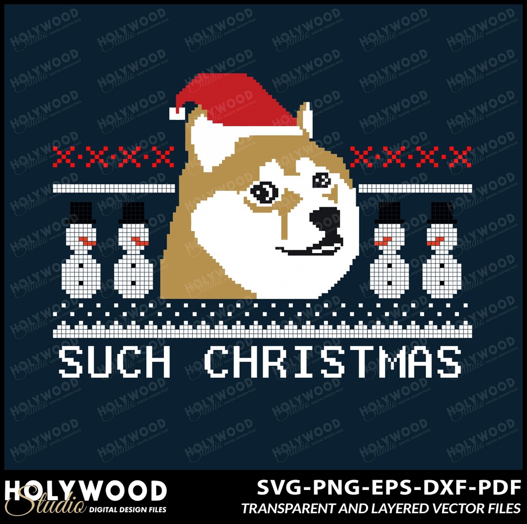 Santa Doge Christmas Digital Design Download, Doge Meme Ugly Sweater ...