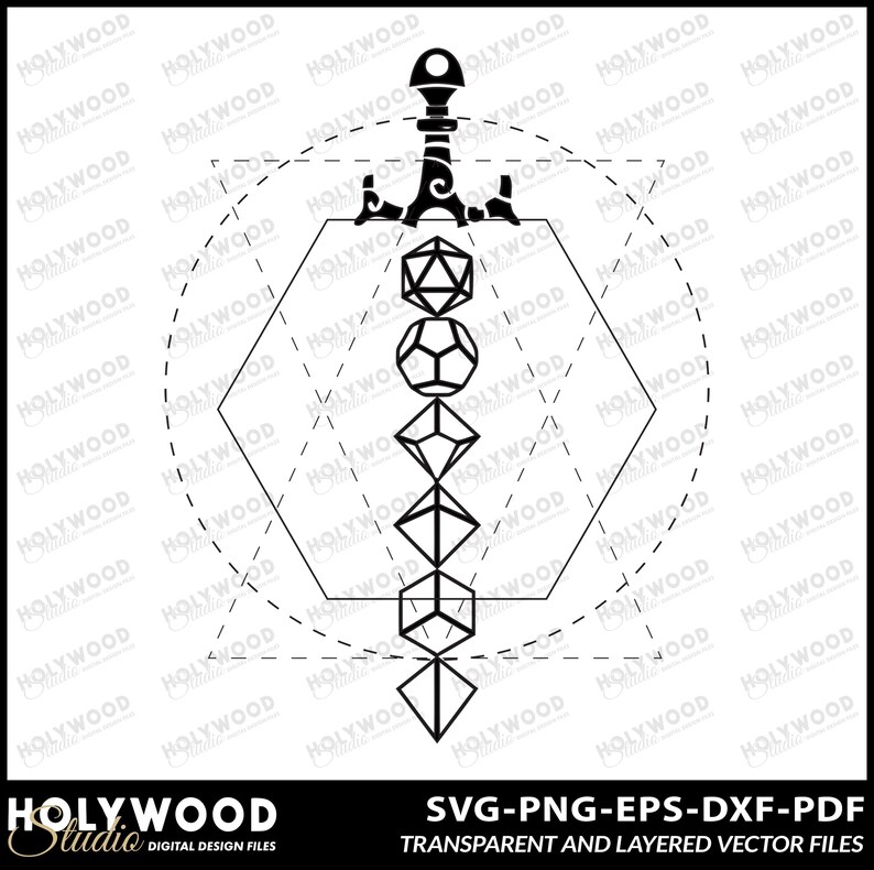 Dungeons and Dragons Dice Sword Digital Design Download, Sword Gifts ...