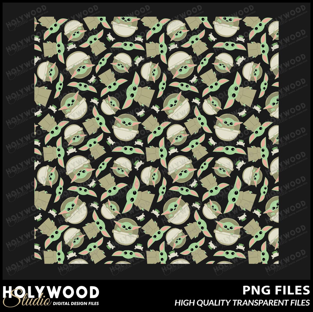 Baby Yoda Pattern Digital Design Download, Cute Yoda Seamless Design ...