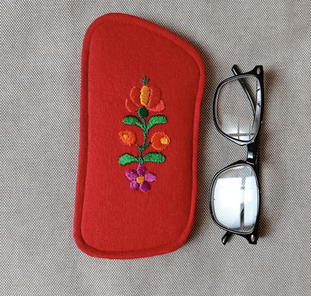 Embroidered, Red, Felt Eyeglasses Case. Hungarian Folk Motives. - Etsy