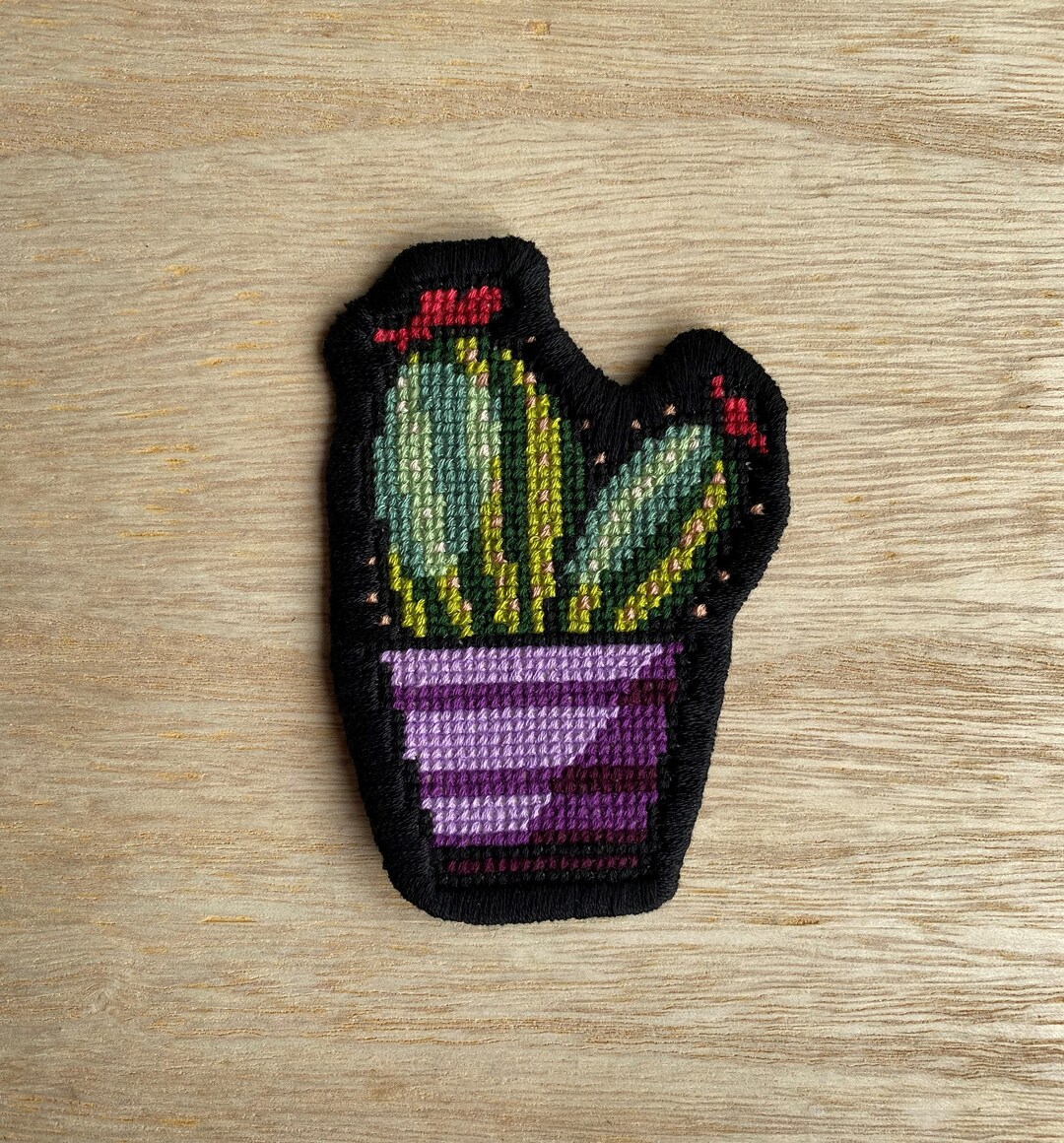 Blooming Cacti Cross Stitch Patch - Etsy