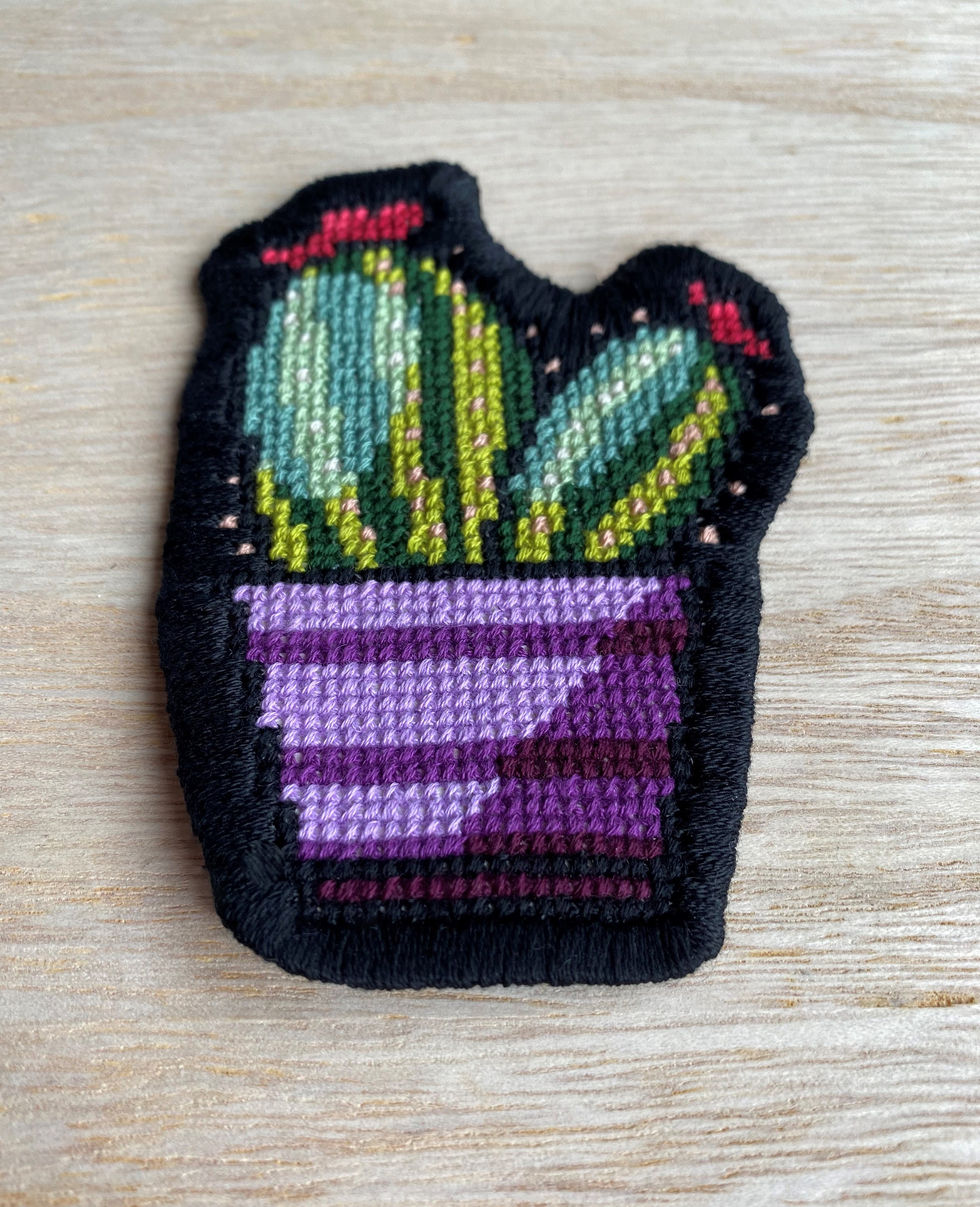 Blooming Cacti Cross Stitch Patch - Etsy
