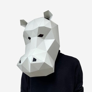 Hippopotamus Mask, Paper Craft Template, DIY Printable Hippo Animal ...