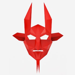 Devil Half Mask, Low Poly Paper Craft Template, Printable Devil Face ...