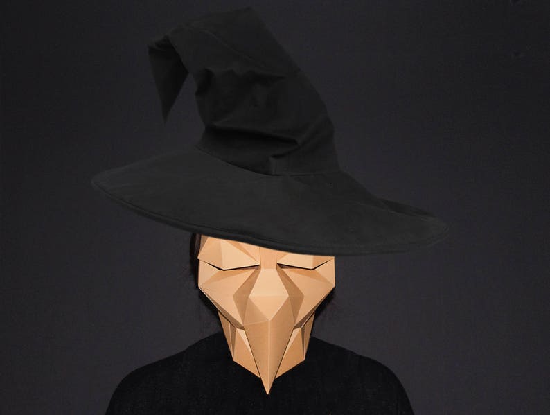 Witch Mask Witch Costume 3D Paper Craft Template Halloween - Etsy