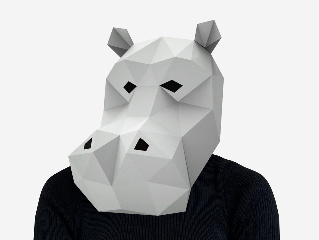 Hippopotamus Mask, Paper Craft Template, DIY Printable Hippo Animal ...