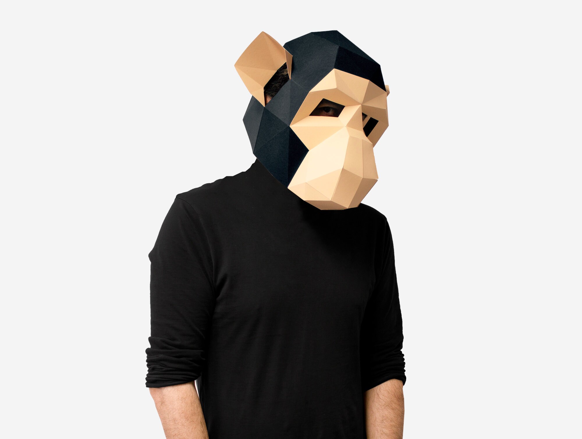 DIY Monkey Mask Low Poly Paper Craft Template Printable Ape | Etsy