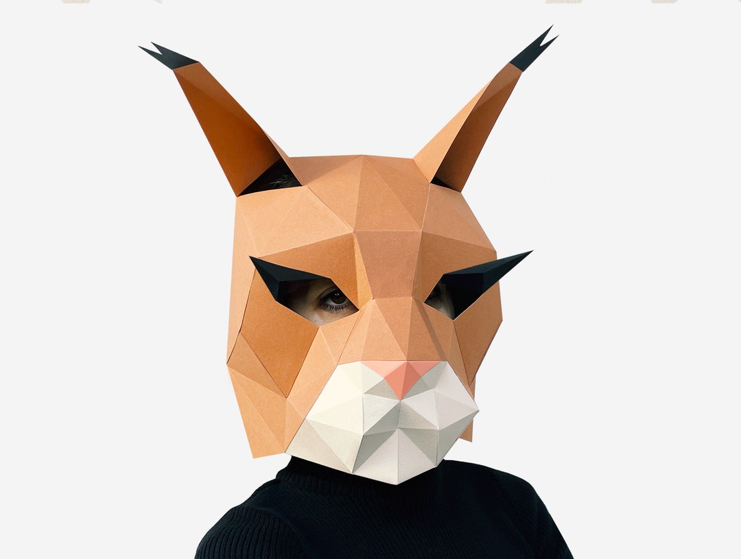 DIY Lynx Wild Cat Mask, 3D Paper Craft Template, Halloween Mask ...