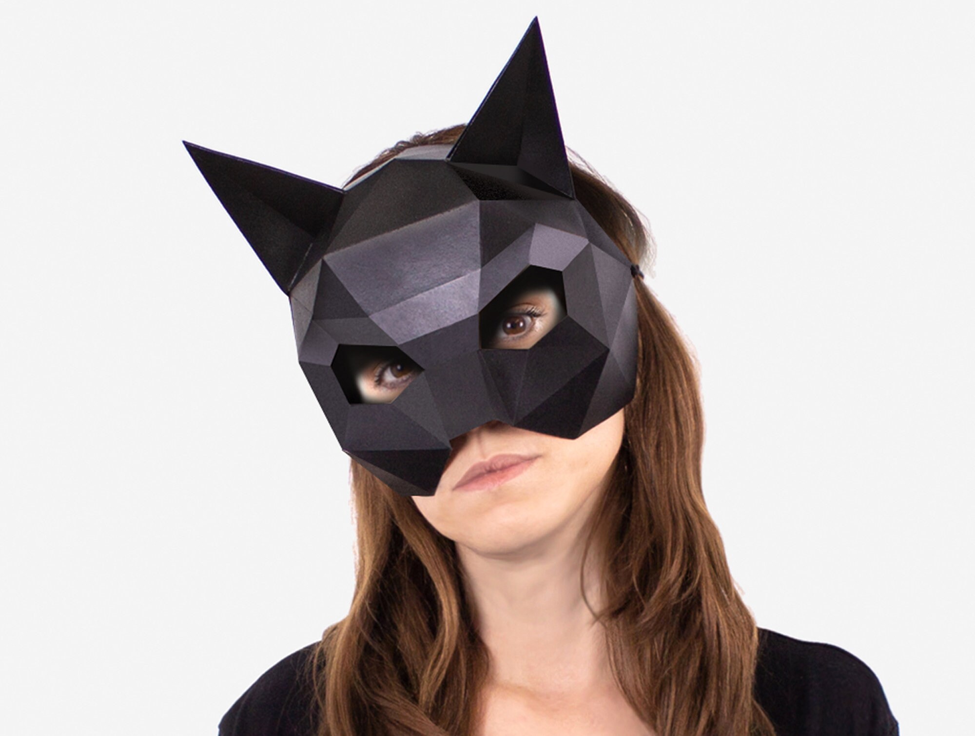 Cat Half Mask Halloween Mask Black Cat Mask DIY Printable - Etsy Canada