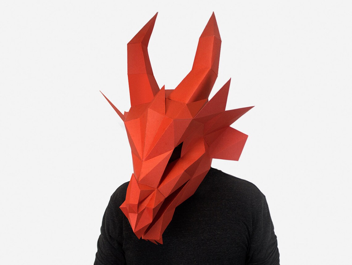 Dragon Mask Red Dragon Costume Paper Craft Template - Etsy Australia